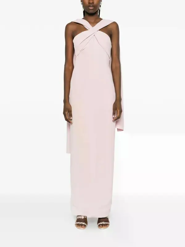 Solace London Halterneck Draped-scarf Maxi Dress - Pink