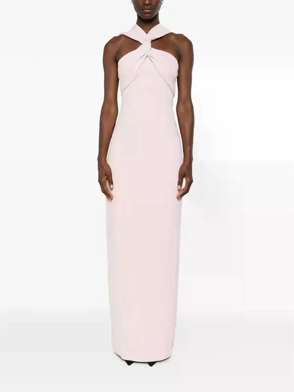 Solace London Halterneck Draped-scarf Maxi Dress - Pink