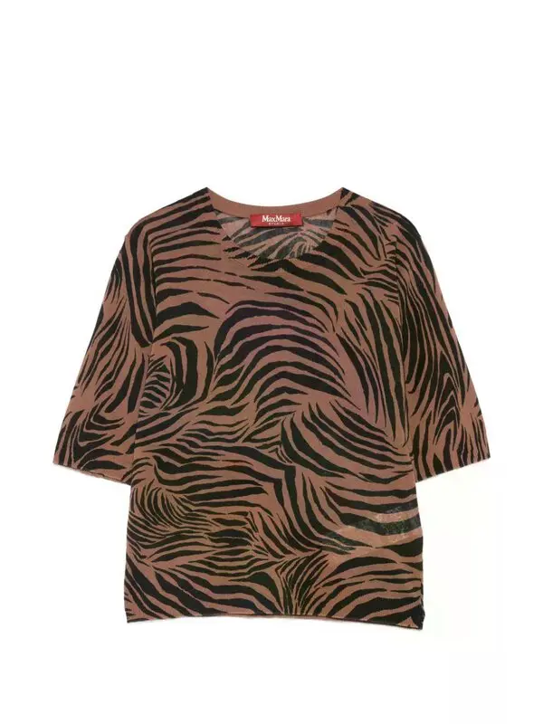 Max Mara Tago Zebra-print Knitted Top - Brown
