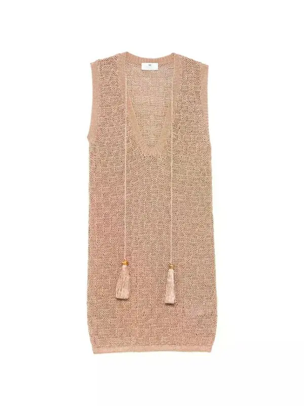 Elisabetta Franchi V-neck Knit Mini Dress - Neutrals