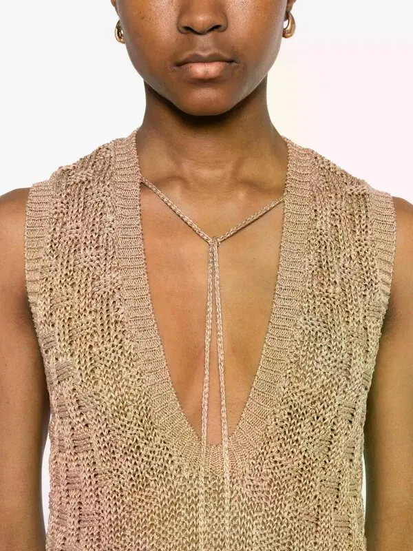 Elisabetta Franchi V-neck Knit Mini Dress - Neutrals