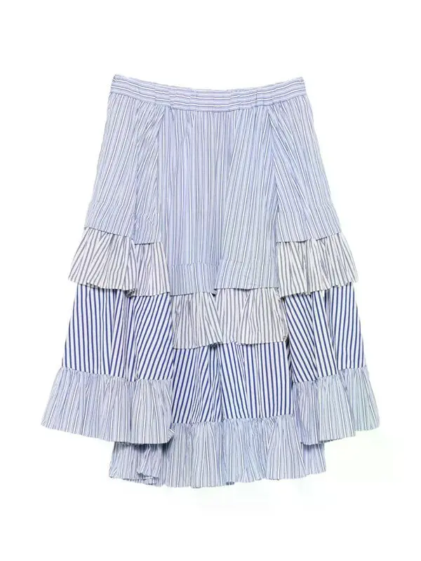 Comme Des Garçons Striped-pattern Midi Skirt - Blue