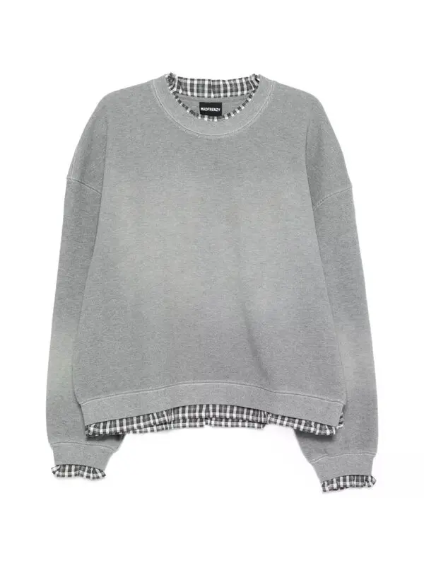 MADFRENZY Gingham Trim Sweatshirt - Grey