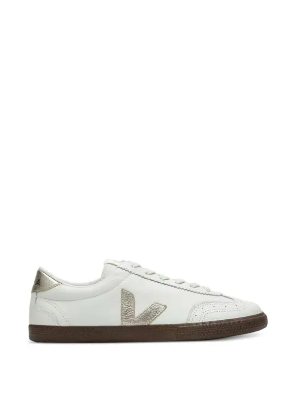 VEJA Logo Appliqué Leather Sneakers - White