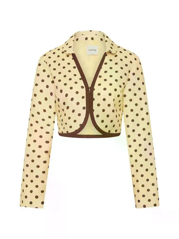 Posse Polka-dot Pattern Crop Jacket - Yellow