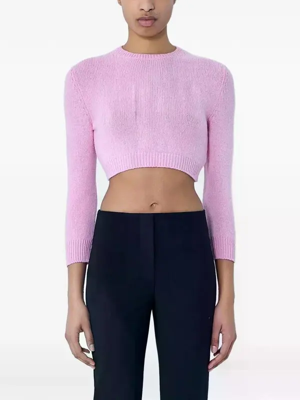 JIL SANDER Ribbed Cropped Sweater - Pink