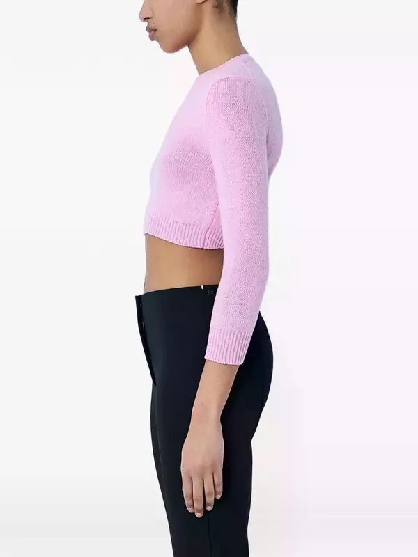 JIL SANDER Ribbed Cropped Sweater - Pink