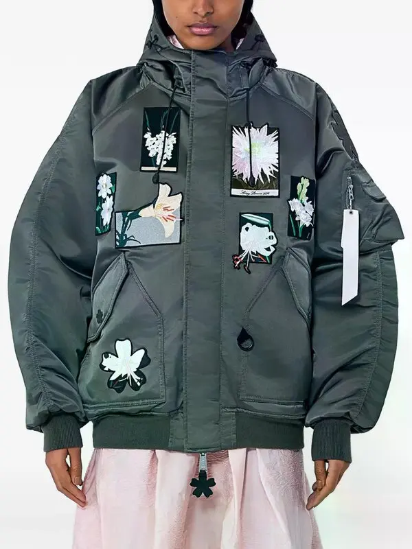 Cecilie Bahnsen X Alpha X Cb N-2b Floral-appliqué Bomber Jacket - Green