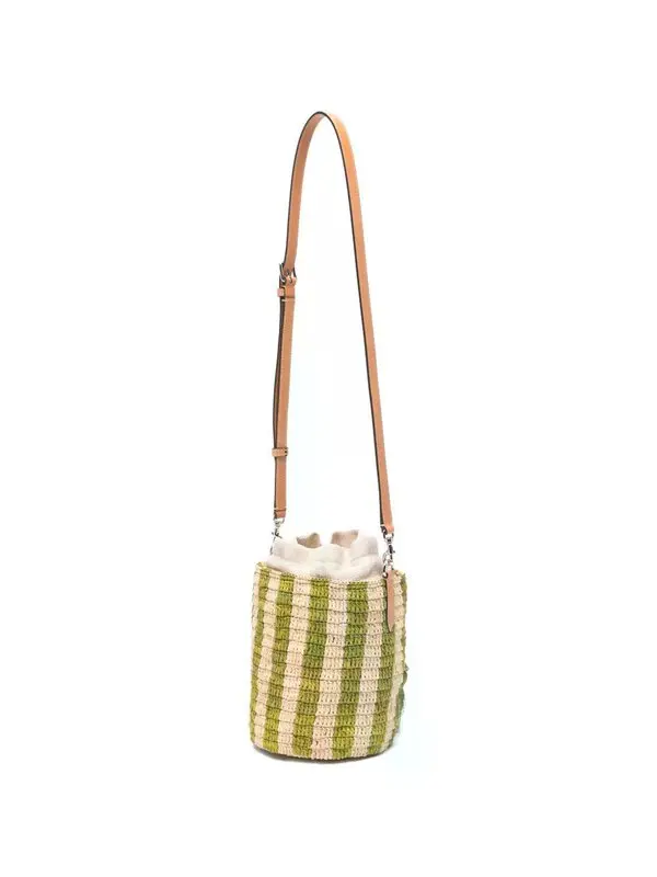 Valentino Garavani Striped Raffia Bucket Bag - Neutrals