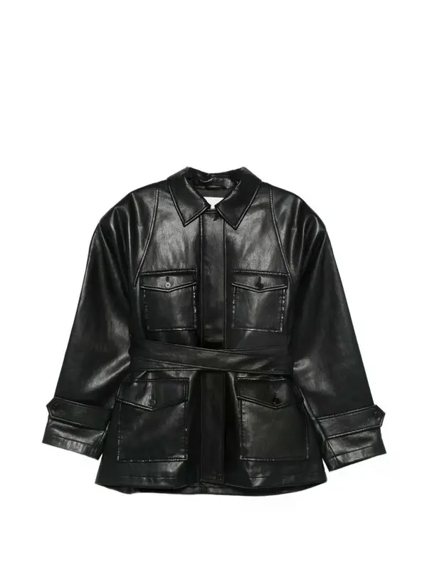 THE FRANKIE SHOP Kelia Belted Pocket Coat - Black
