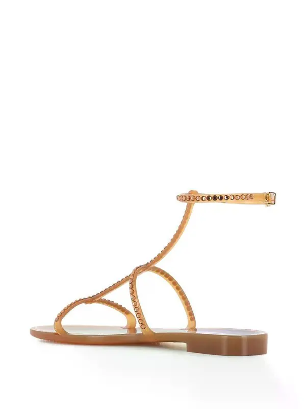 Menghi Crystal-embellished Flat Sandals - Brown