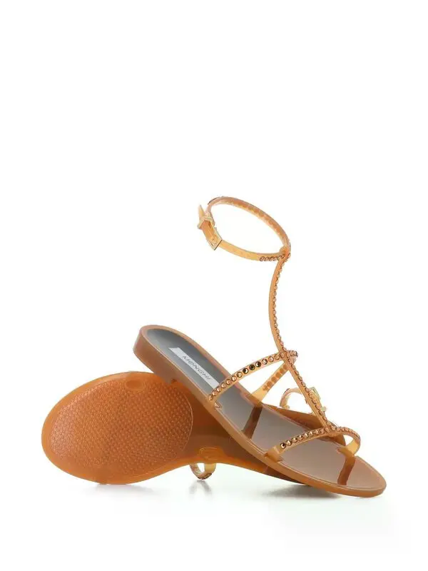 Menghi Crystal-embellished Flat Sandals - Brown