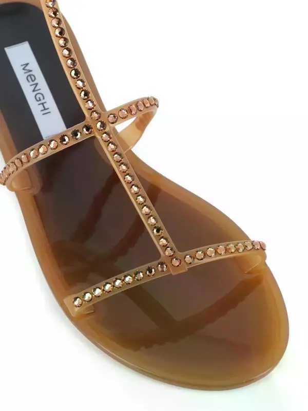 Menghi Crystal-embellished Flat Sandals - Brown