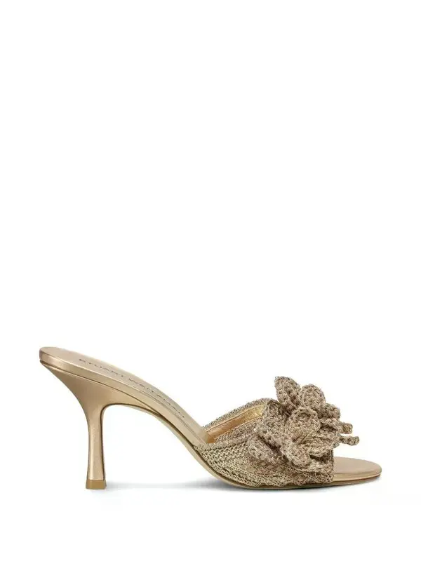 STUART WEITZMAN Lotus Floral-appliqué Crochet-knit Sandals - Gold