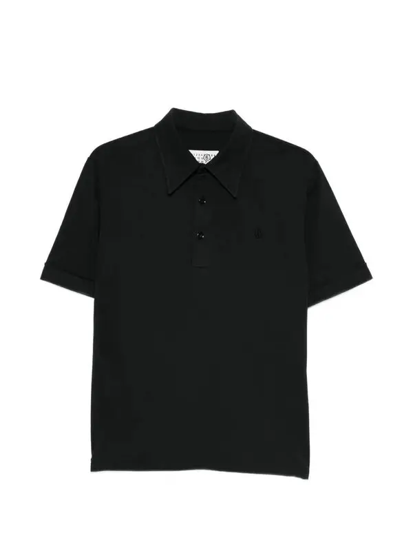 MAISON MARGIELA Logo-embroidered Polo Shirt - Black