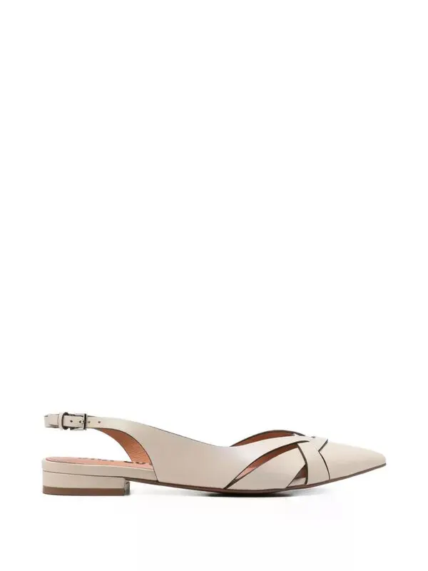 BIBI LOU Nolia Criss-cross Leather Flat Pumps - Neutrals