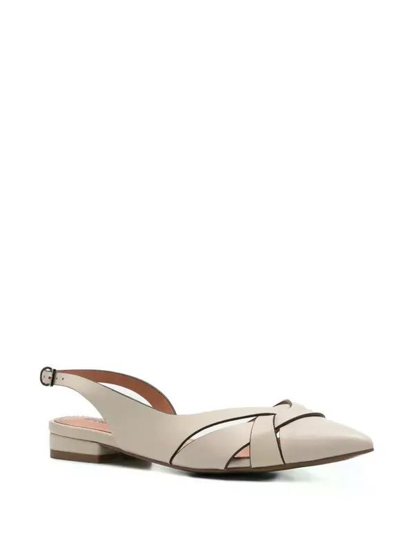 BIBI LOU Nolia Criss-cross Leather Flat Pumps - Neutrals