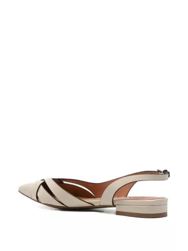 BIBI LOU Nolia Criss-cross Leather Flat Pumps - Neutrals