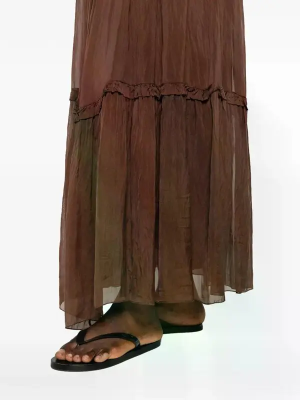 SOLOTRE Ruffled Skirt - Brown