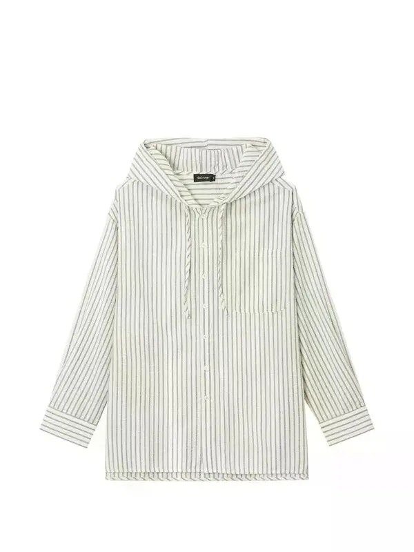 TOUT A COUP Striped Hooded Long-sleeve Shirt - Neutrals