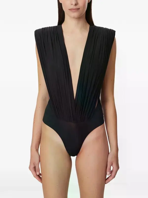 AMAZUIN Pleated V-neck Body