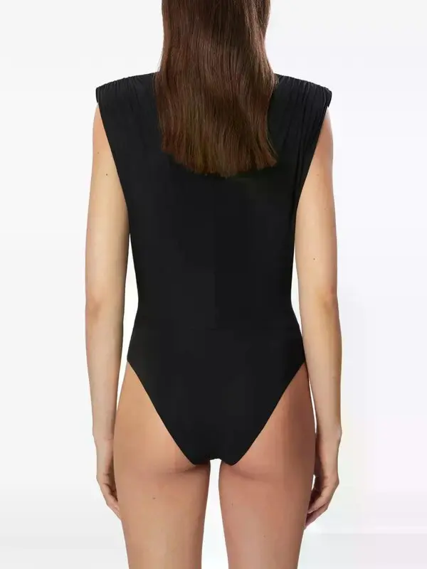 AMAZUIN Pleated V-neck Body