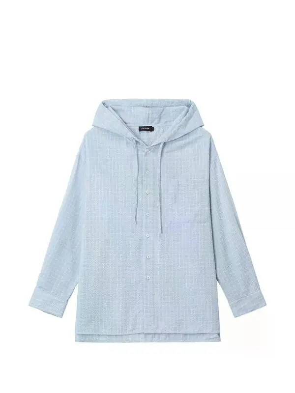 TOUT A COUP Hooded Long-sleeve Shirt - Blue