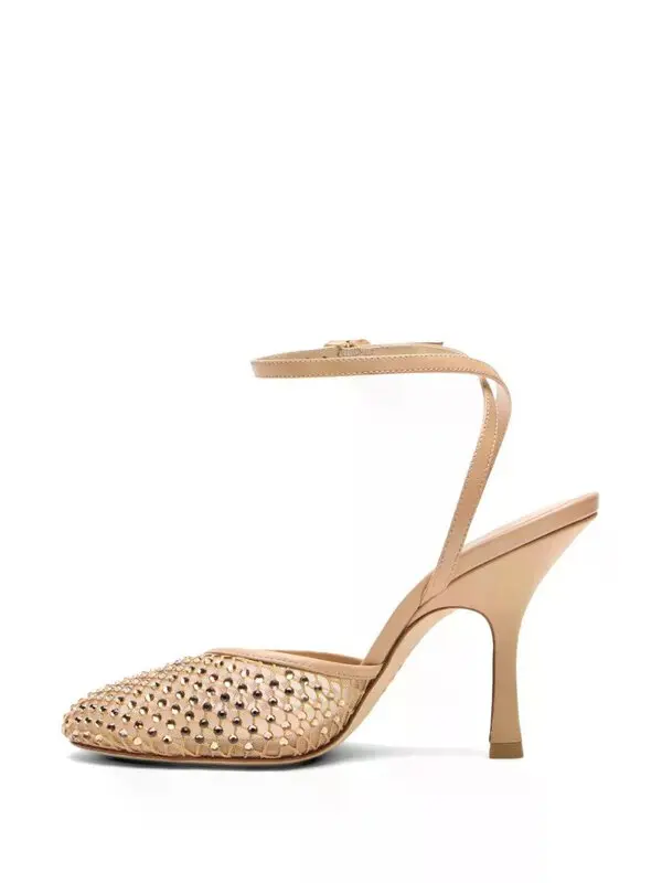 STUART WEITZMAN Crystal-embellished Ankle Strap Pumps - Neutrals