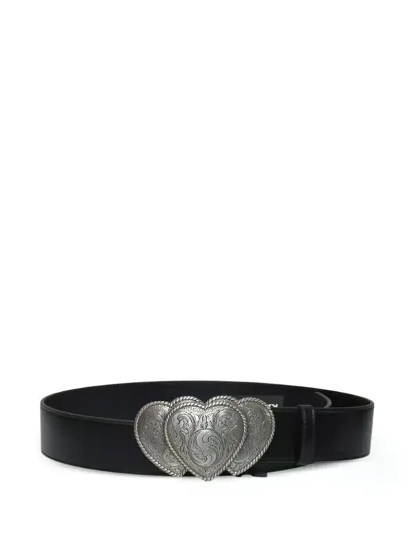 KATE CATE Queen Of Hearts Buckle Belt - Black