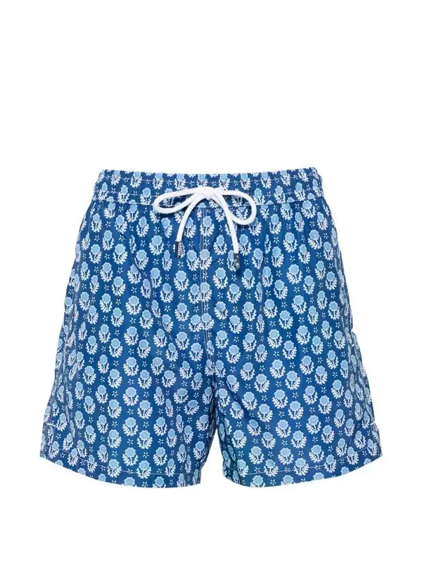 Fedeli Floral Print Swim Shorts - Blue
