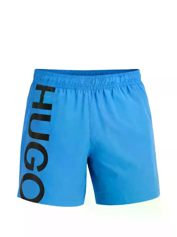 Hugo Logo Elasticated Swim Trunks - Blue