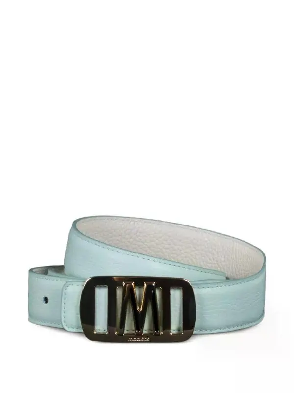 MOORER Hepsie Reversible Leather Belt With Rectangular Buckle - Blue