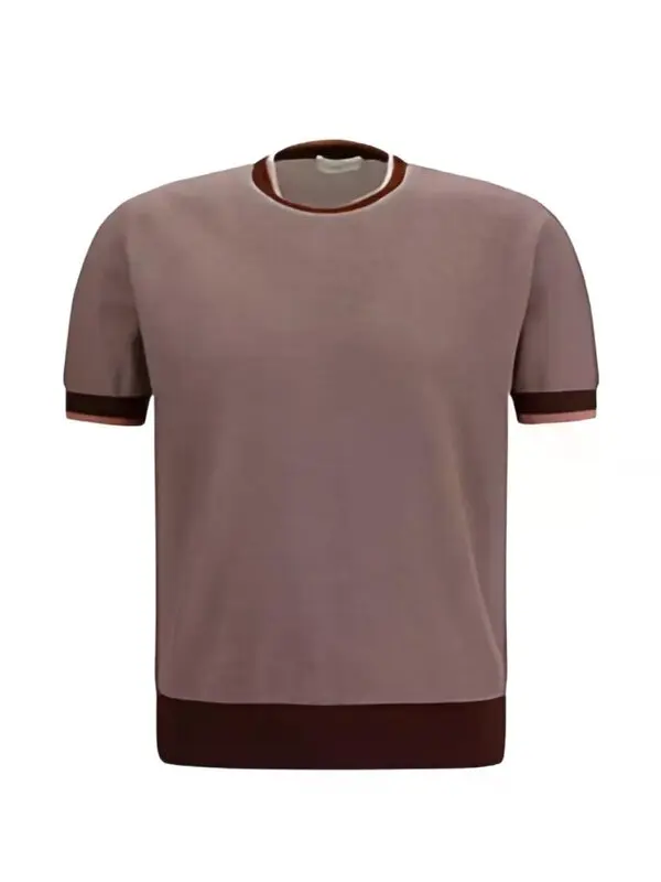 PIACENZA CASHMERE 1733 Cotton Short Sleeve Sweater - Brown
