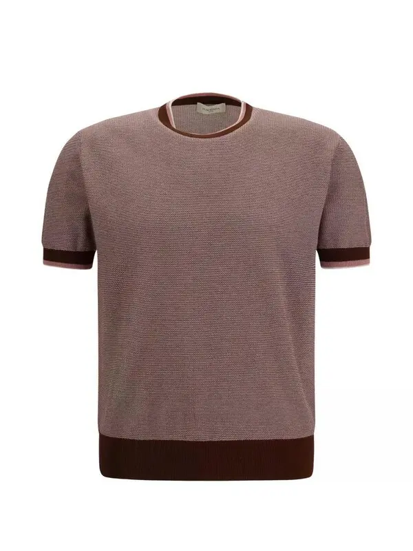PIACENZA CASHMERE 1733 Cotton Short Sleeve Sweater - Brown
