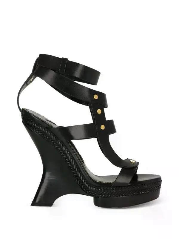 TOM FORD Platform Braided Leather Sandals - Black