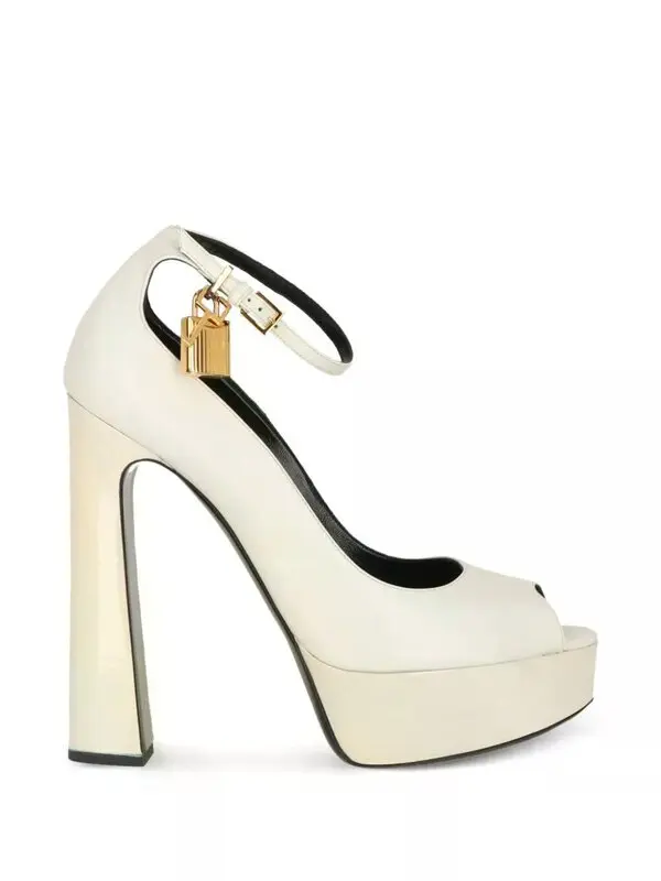 TOM FORD Platform Peep Toe Pumps With Ankle Strap - Neutrals