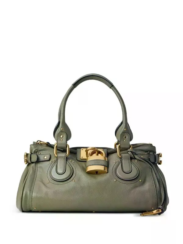 Chloé Paddington Padlock Leather Tote - Green