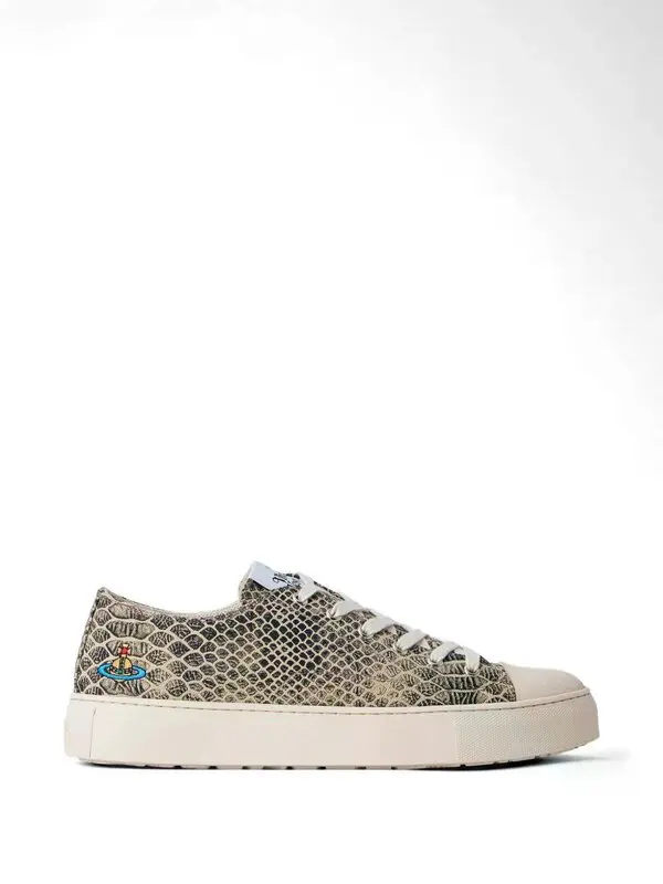 VIVIENNE WESTWOOD Plimsoll Snake-effect Low-top Sneakers - Neutrals