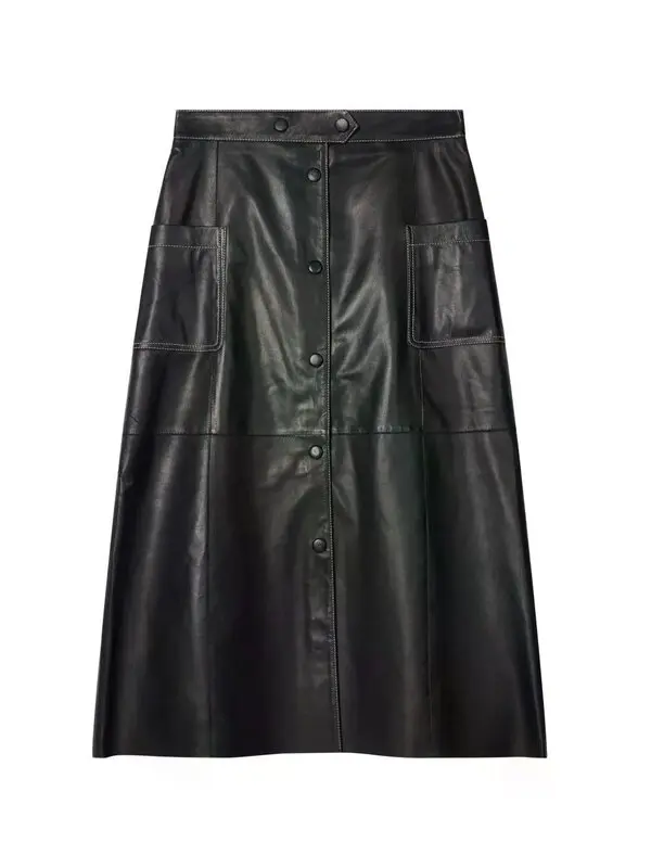 Paul Smith Buttoned Leather Midi Skirt - Black