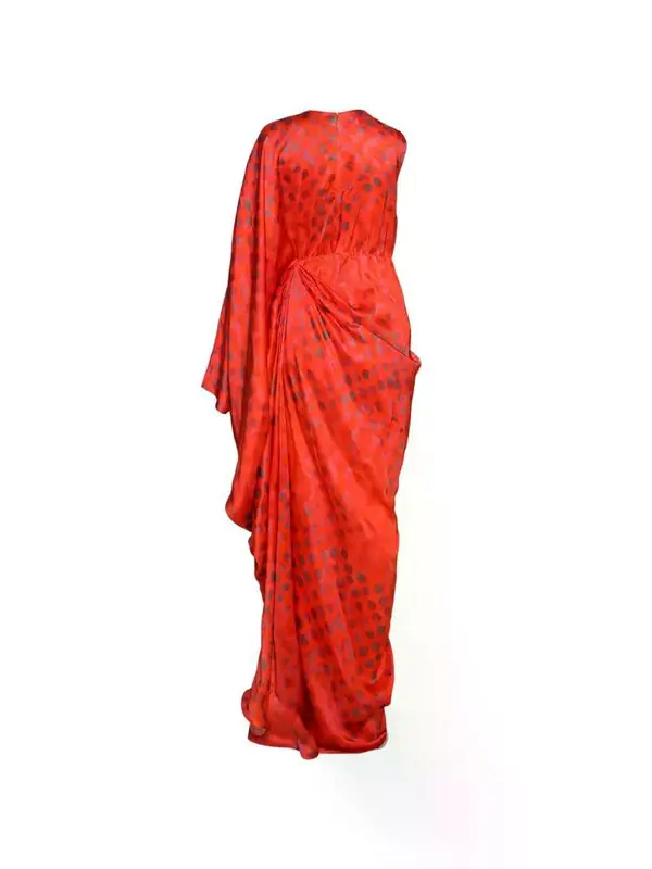 DIMA AYAD Polka Dot One-shoulder Maxi Dress - Red