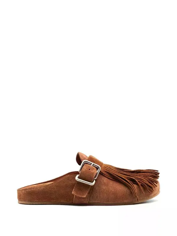 VIC MATIE Fringed Buckle Mules - Brown