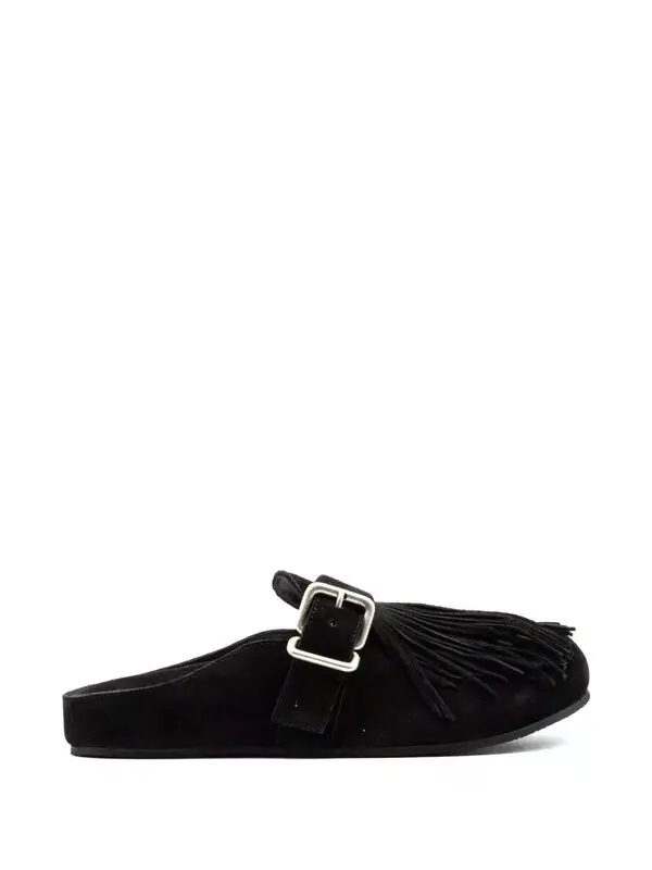 VIC MATIE Fringe Buckle Mules - Black