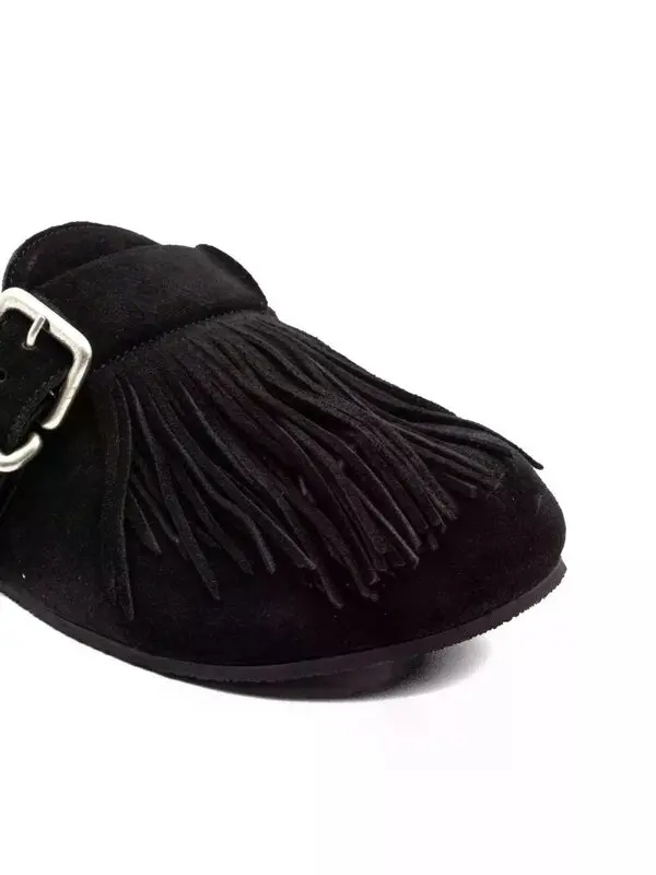 VIC MATIE Fringed Buckle Mules - Black