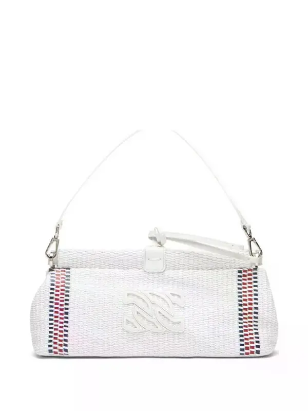 Casadei Amalfi Woven Raffia Shoulder Bag - White