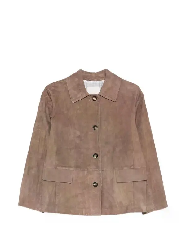 Max Mara Buttoned Leather Jacket - Brown