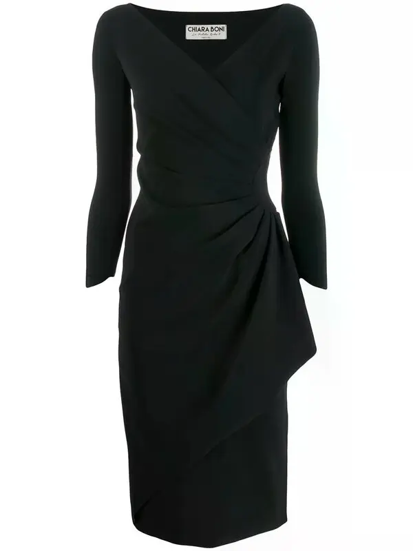 Chiara Boni La Petite Robe Ruched Midi Dress - Black