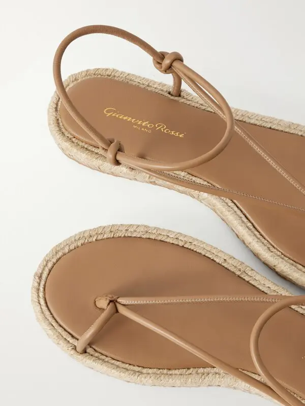 GIANVITO ROSSI Leather Espadrille Sandals - Brown