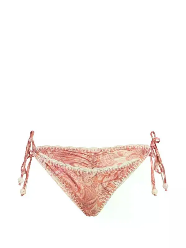 DEL MAAR Paisley-print Bikini Bottoms - Pink