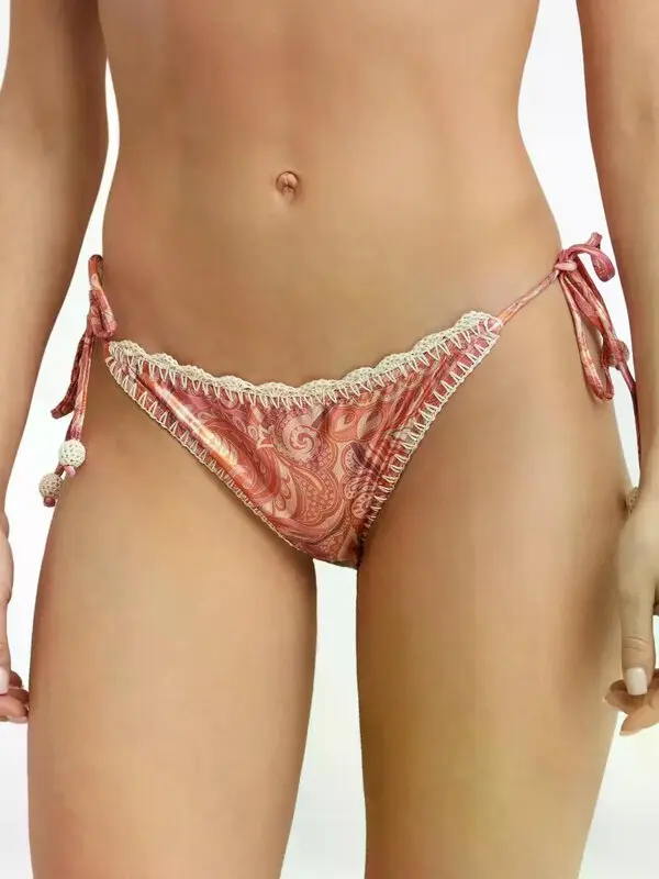 DEL MAAR Paisley-print Bikini Bottoms - Pink