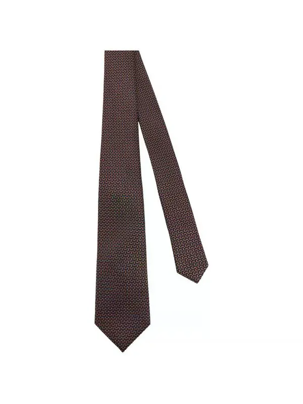 Kiton Patterned Silk Neck Tie - Black